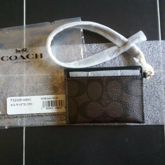 Coach | Bags | Coach Card Pouch In Signature Canvas With Rivets | Poshmark